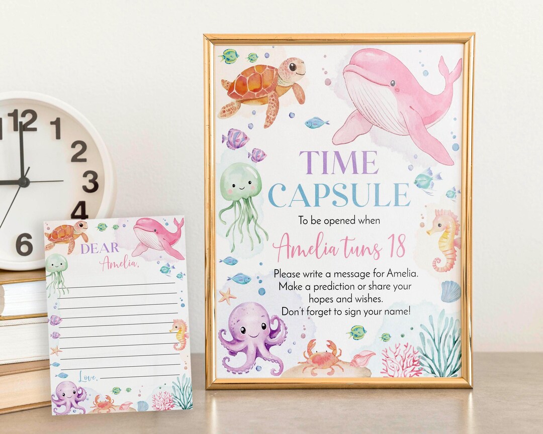 EDITABLE Under the Sea Time Capsule Template, Ocean 1st Birthday Time ...