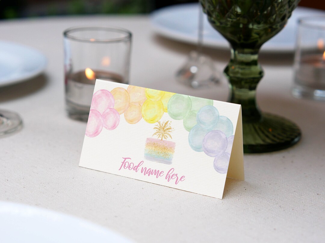 EDITABLE Pastel Rainbow Food Tent Card Pastel Party Food Name - Etsy