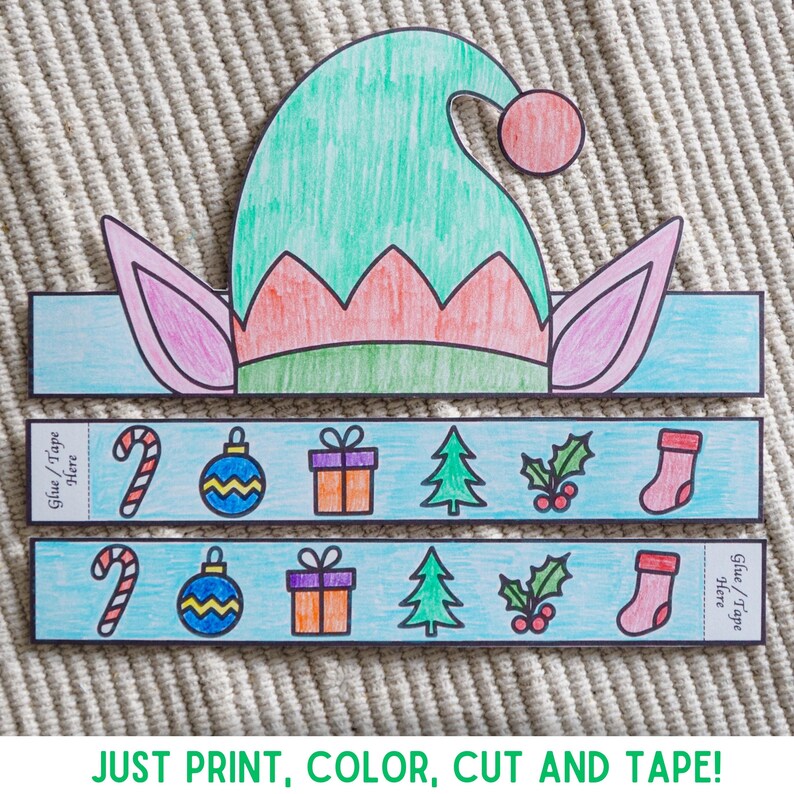 Printable Elf Hat Craft | DIY Christmas Activity | Instant Download ...