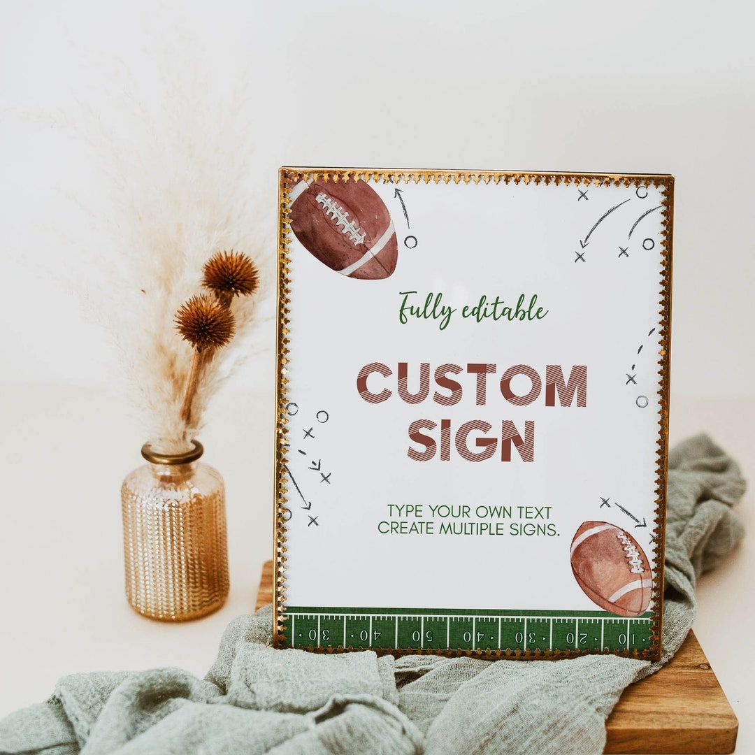 EDITABLE Football Birthday Custom Sign, Sports Birthday Party Table ...
