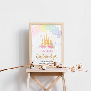 EDITABLE Princess Birthday Party Sign, Little Princess 1st Birthday ...