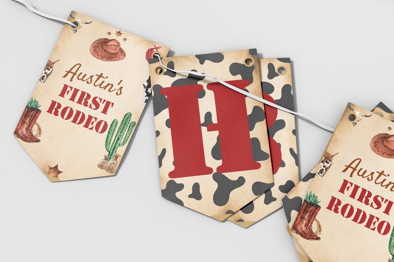 Editable First Rodeo Birthday Banner Cowboy 1st Birthday | Etsy