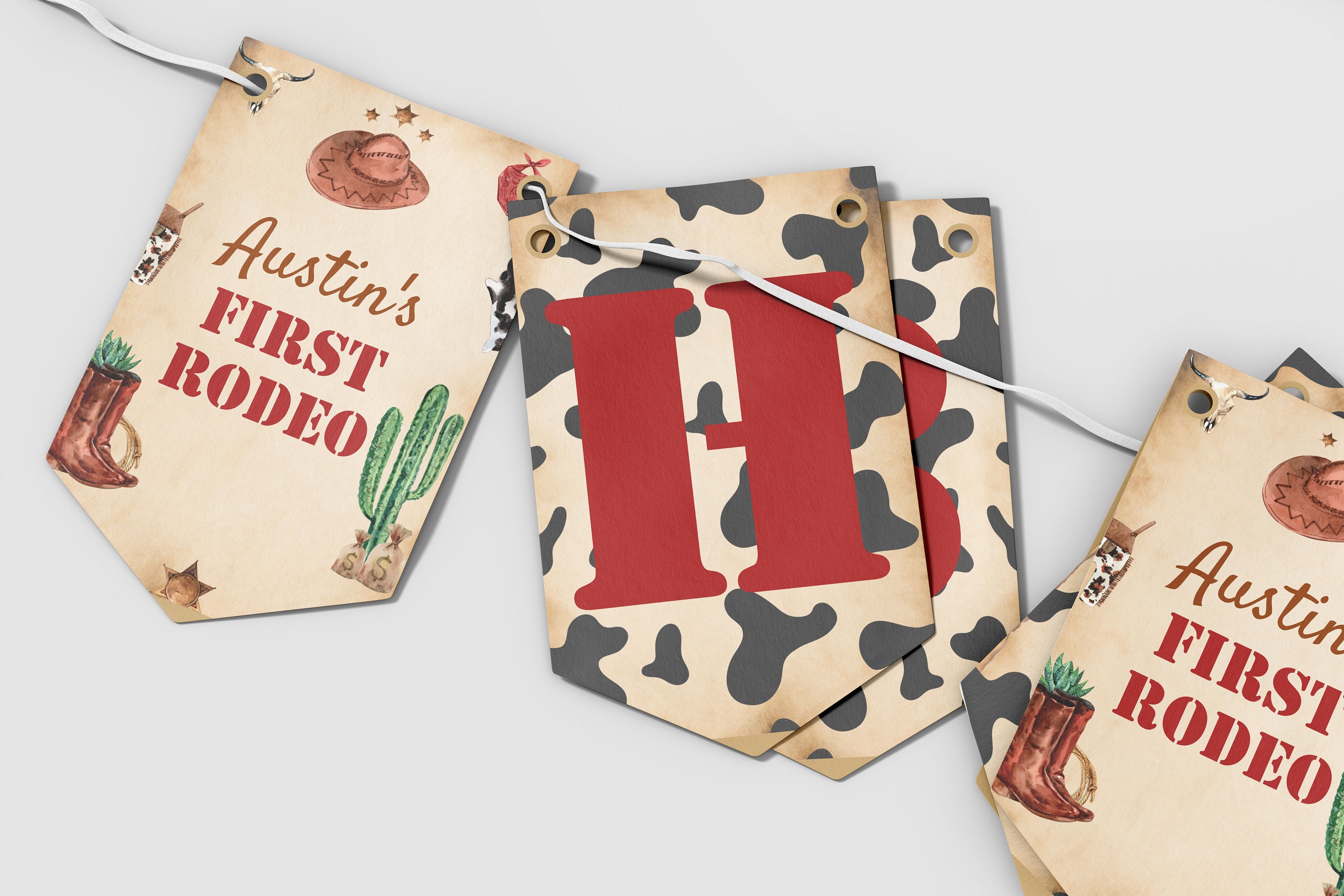 Editable First Rodeo Birthday Banner Cowboy 1st Birthday | Etsy