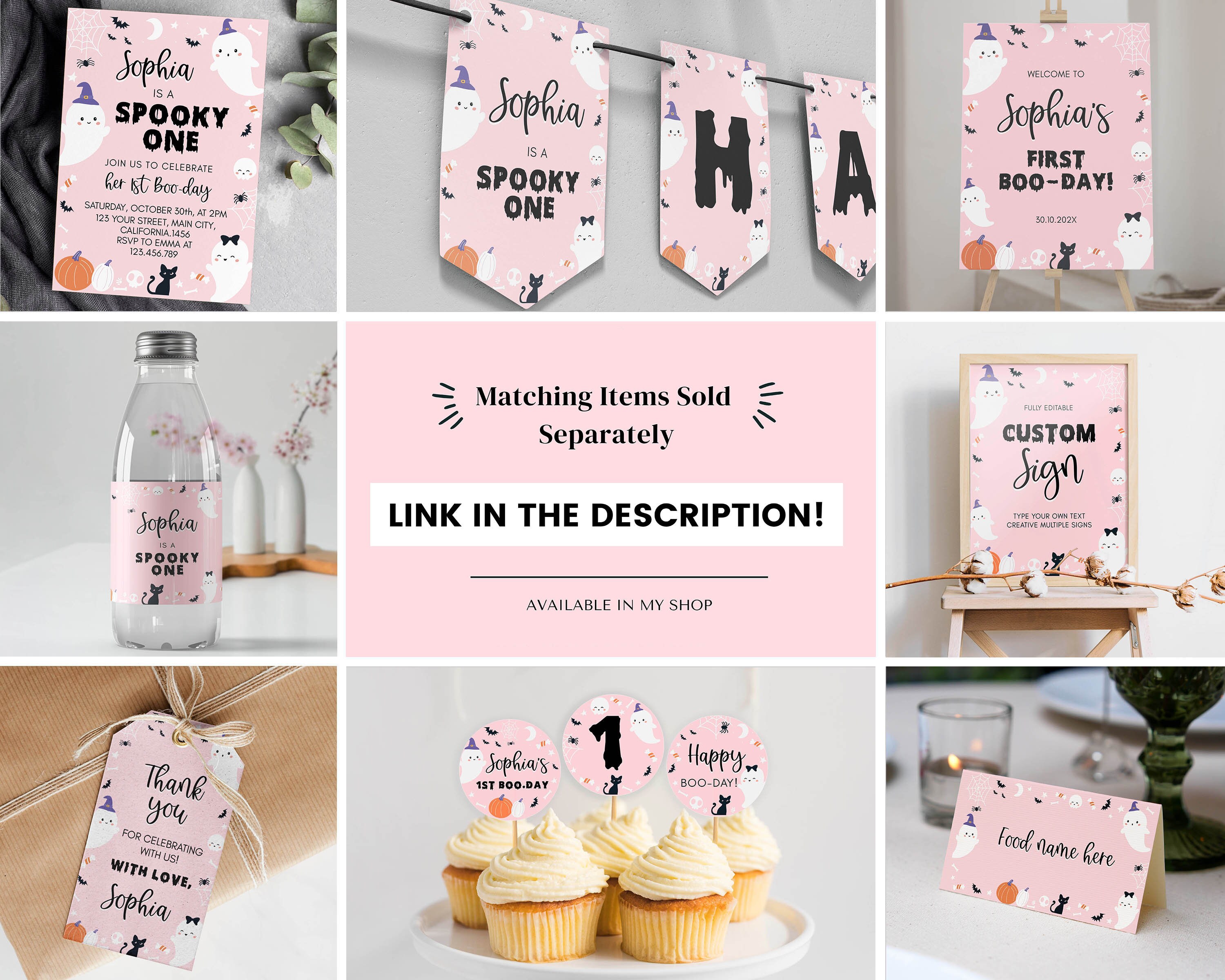 EDITABLE Spooky One Birthday Welcome Sign First Boo Day - Etsy