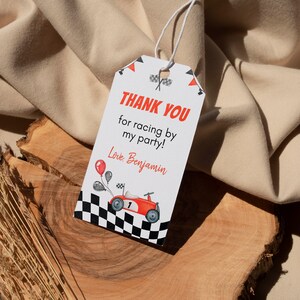 EDITABLE Fast One Birthday Thank You Tag, Race Car Birthday Party Favor ...