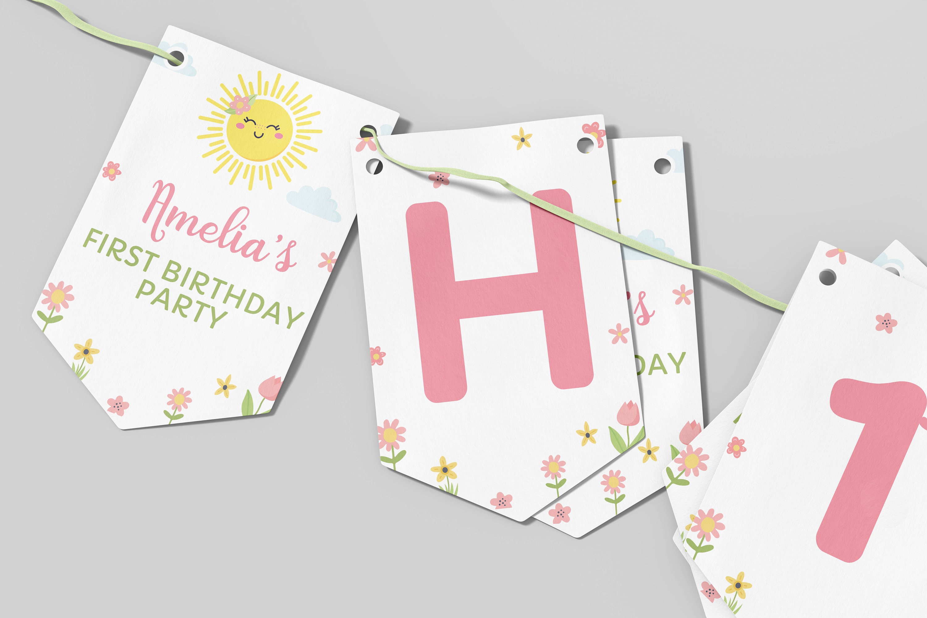 Editable Sunshine Birthday Banner Sun Happy Birthday Banner - Etsy