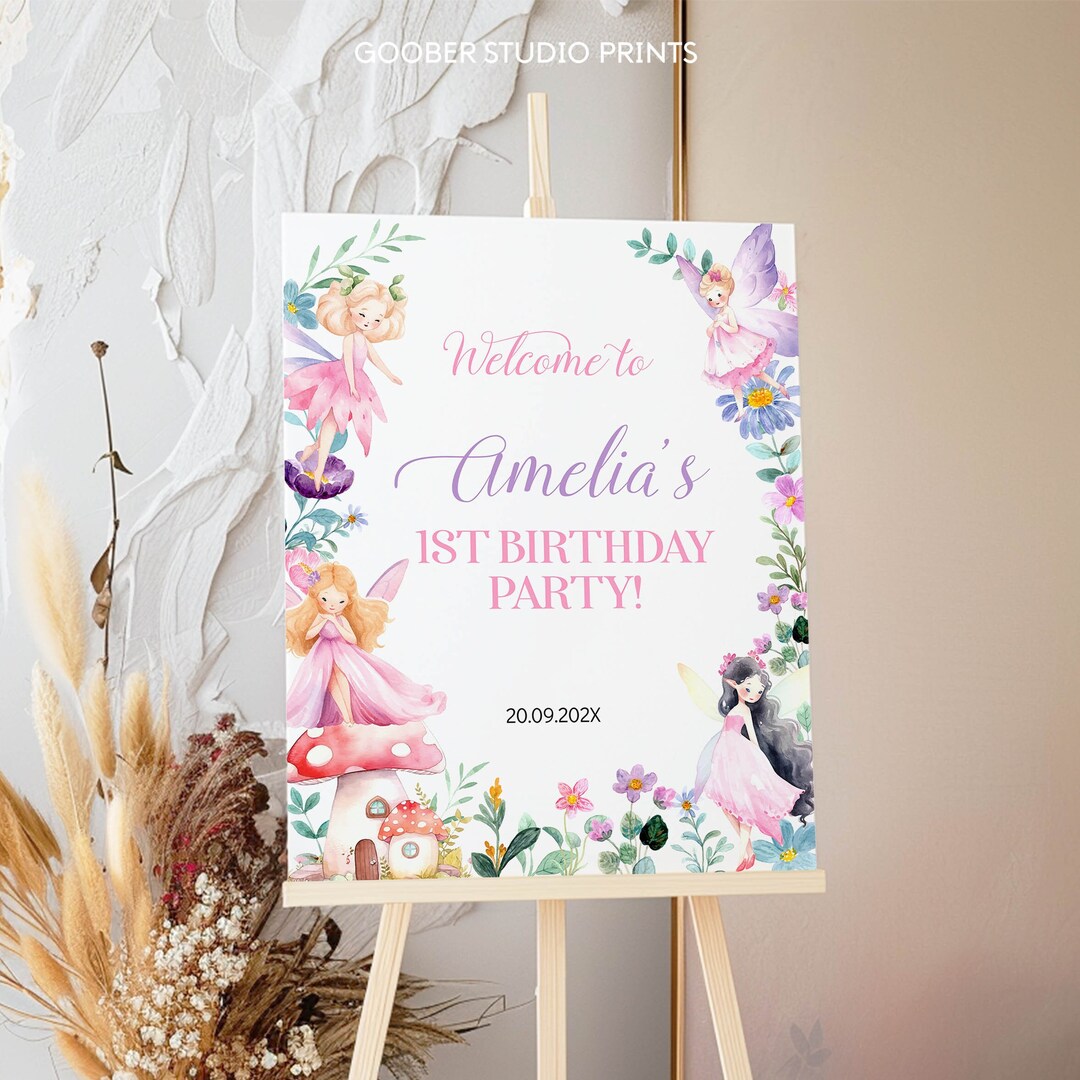 Fairy Birthday Welcome Sign, Magical Fairy 1st Birthday Sign, Fairy ...