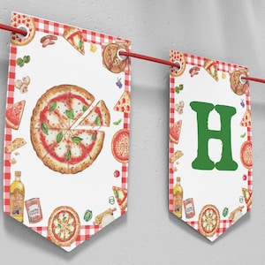 Editable Pizza Birthday Banner, Pizza Party Happy Birthday Banner ...