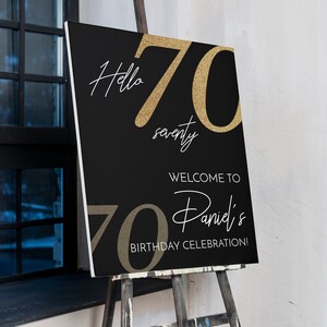 EDITABLE 70th Birthday Welcome Sign, Modern Birthday Welcome Sign, Men ...
