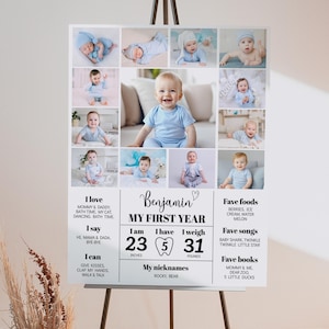 EDITABLE First Birthday Milestone Sign, First Year Milestone Photo ...