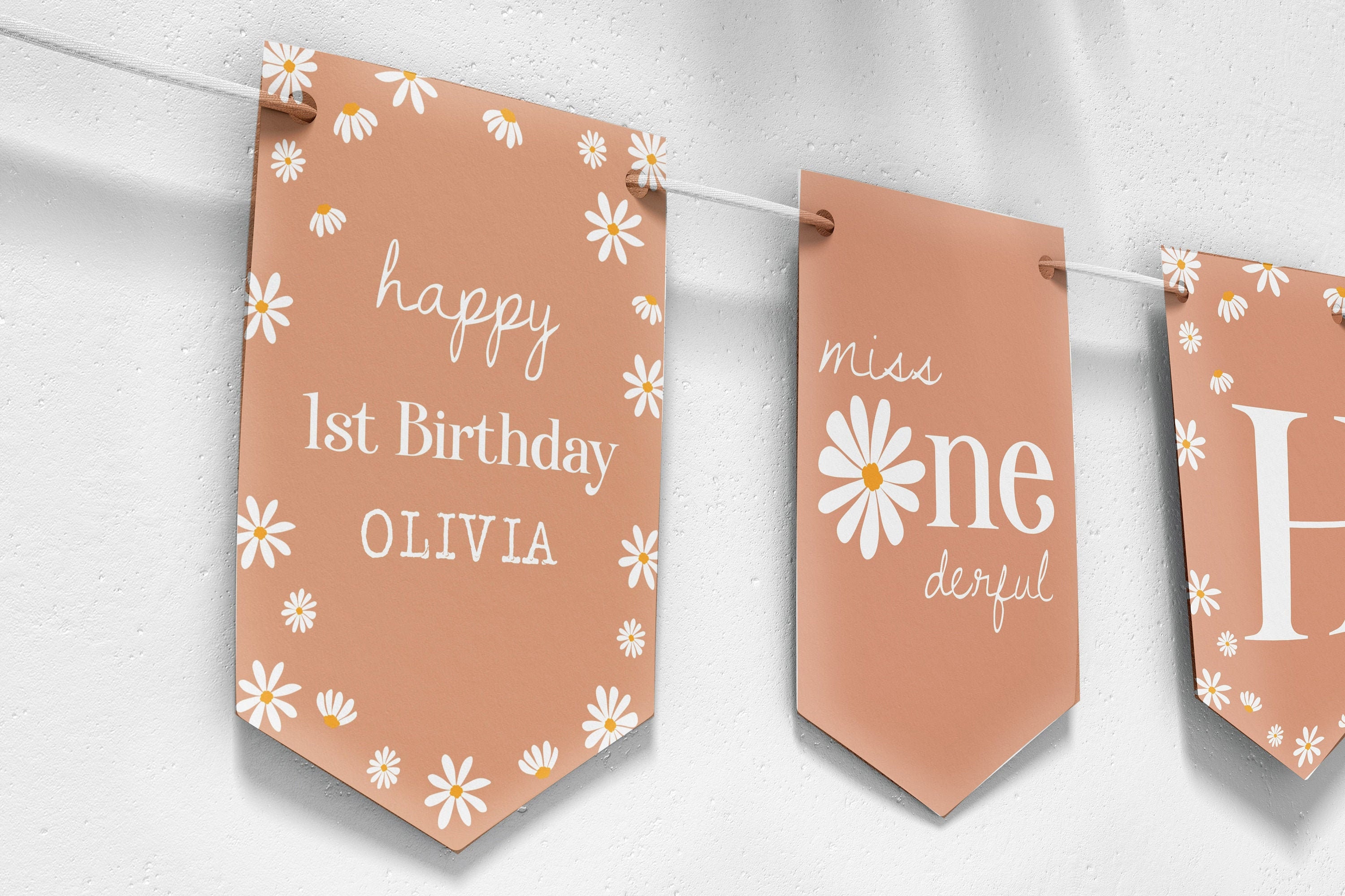 Editable Daisy 1st Birthday Banner Daisy Birthday Party | Etsy