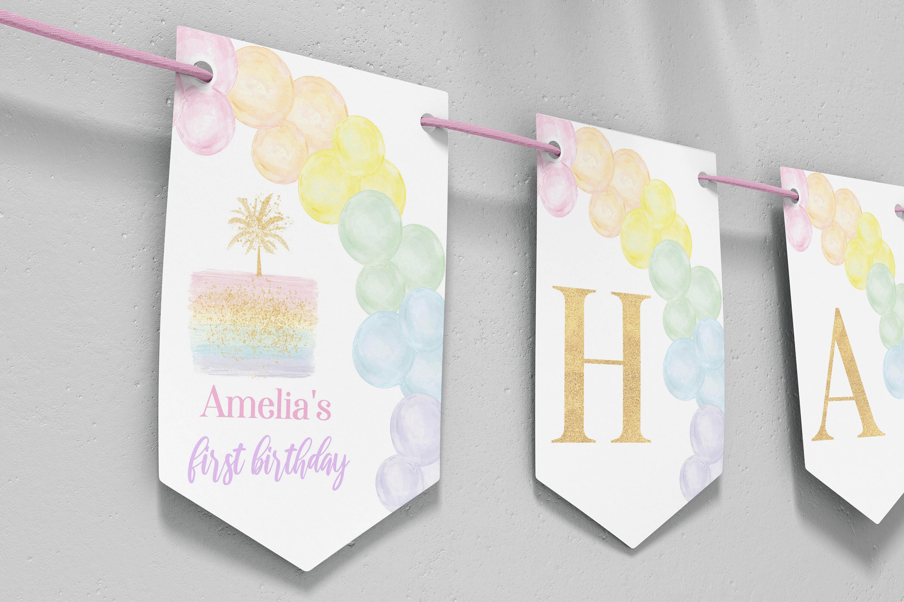 Editable Pastel Rainbow Birthday Banner Pastel Birthday - Etsy Australia