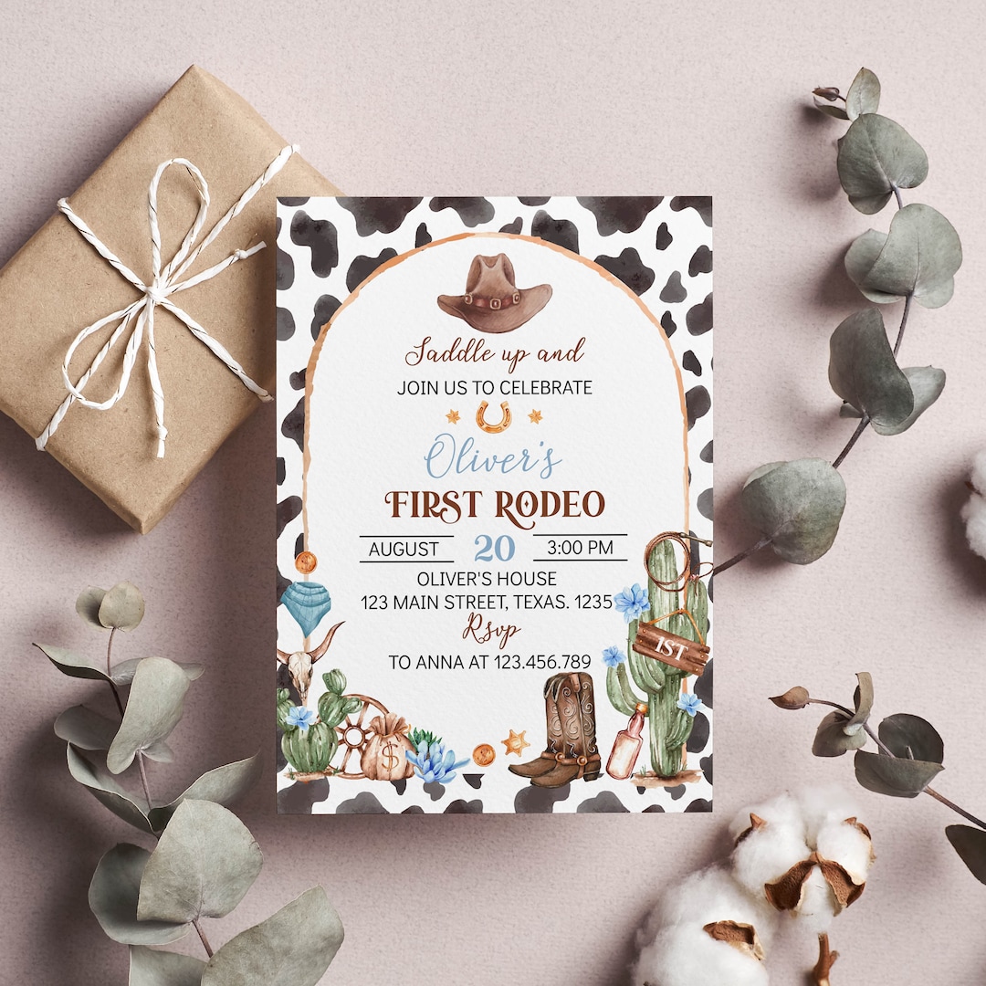 EDITABLE My First Rodeo Birthday Invitation Wild West - Etsy