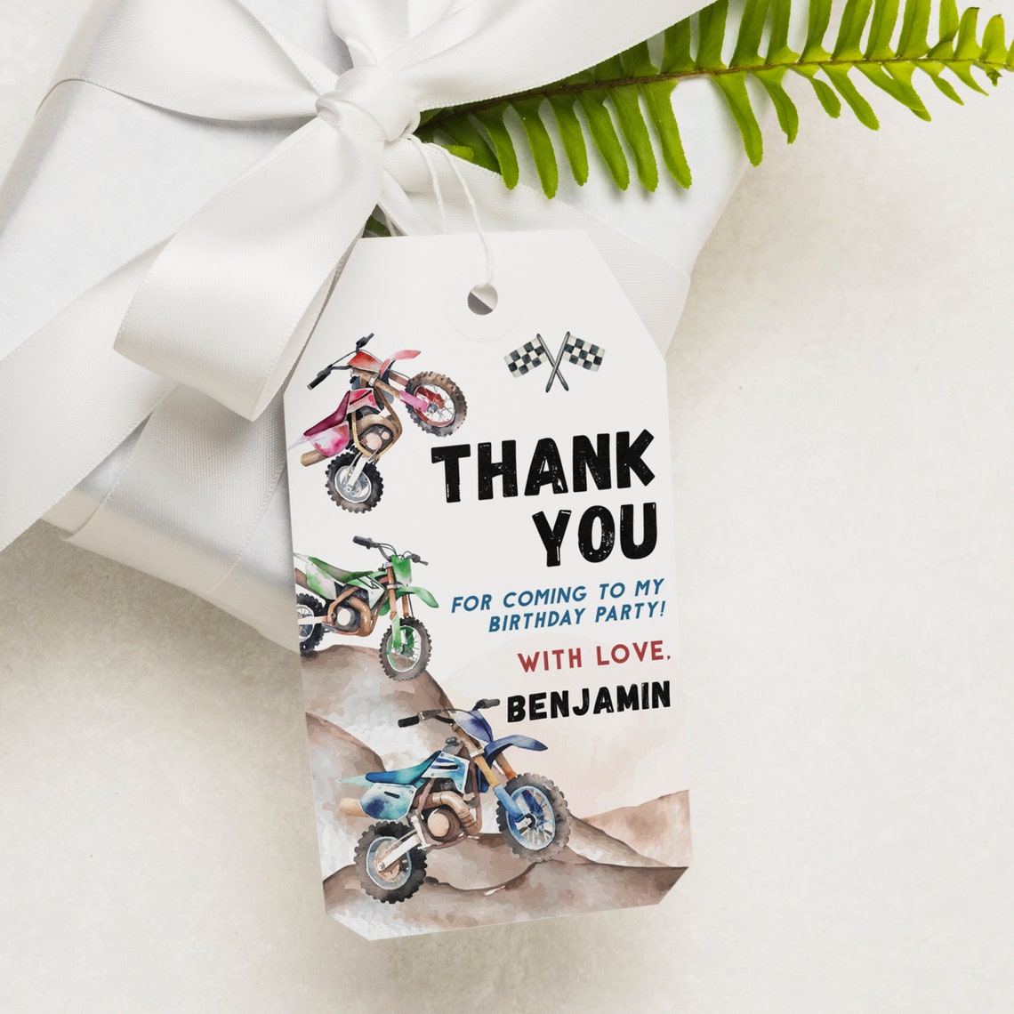 EDITABLE Dirt Bike Birthday Thank You Tag, Boy Birthday Party Favor Tag ...