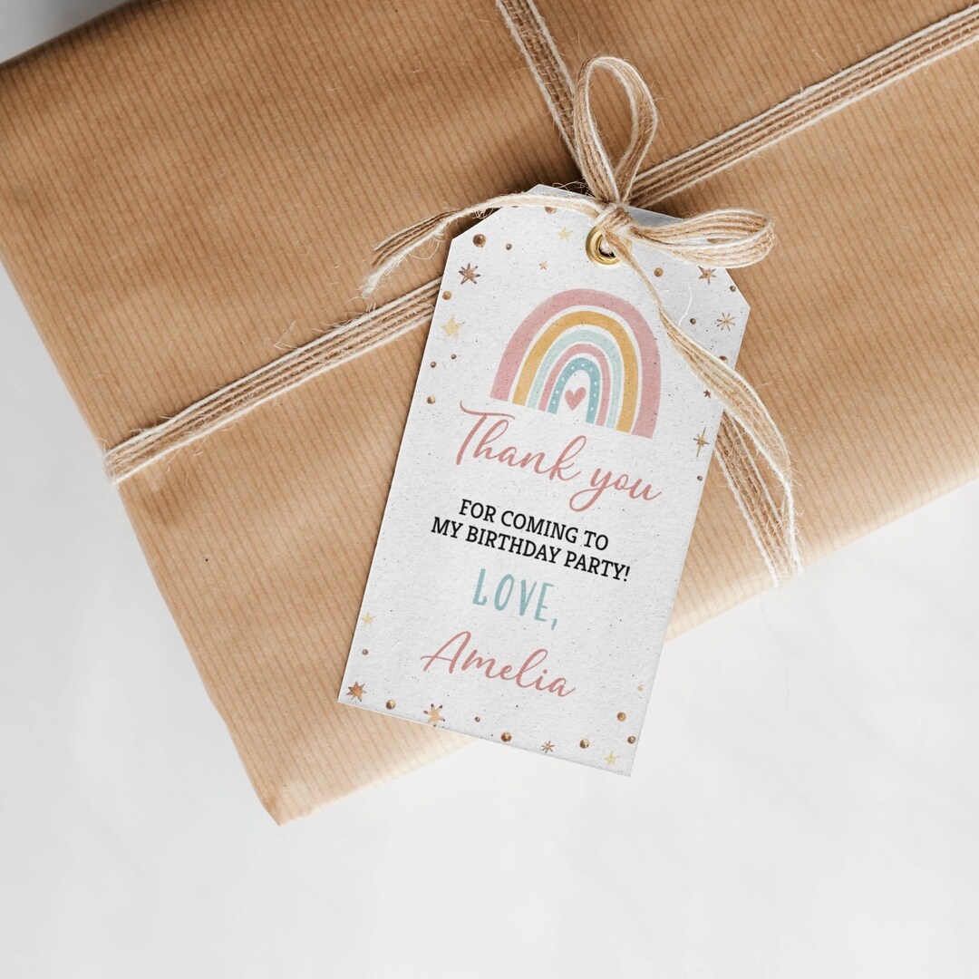 EDITABLE Boho Rainbow Favor Tags, Rainbow Thank You Tag, Modern Rainbow ...