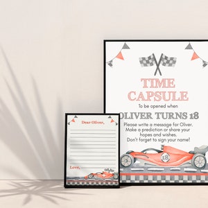 EDITABLE Race Car First Birthday Time Capsule Template, Fast One Party ...