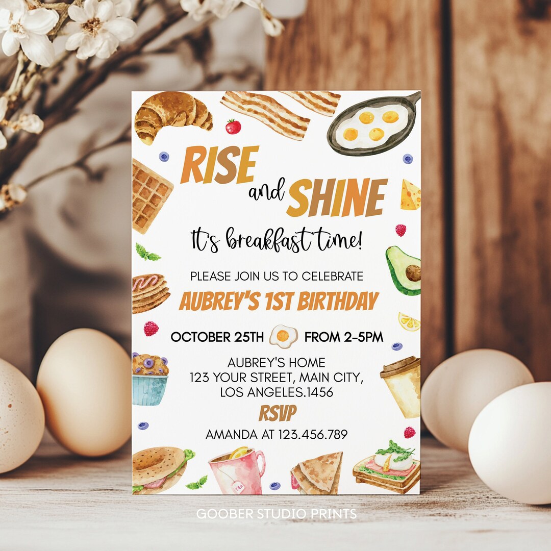 EDITABLE Breakfast 1st Birthday Invitation, Birthday Brunch Invitation ...