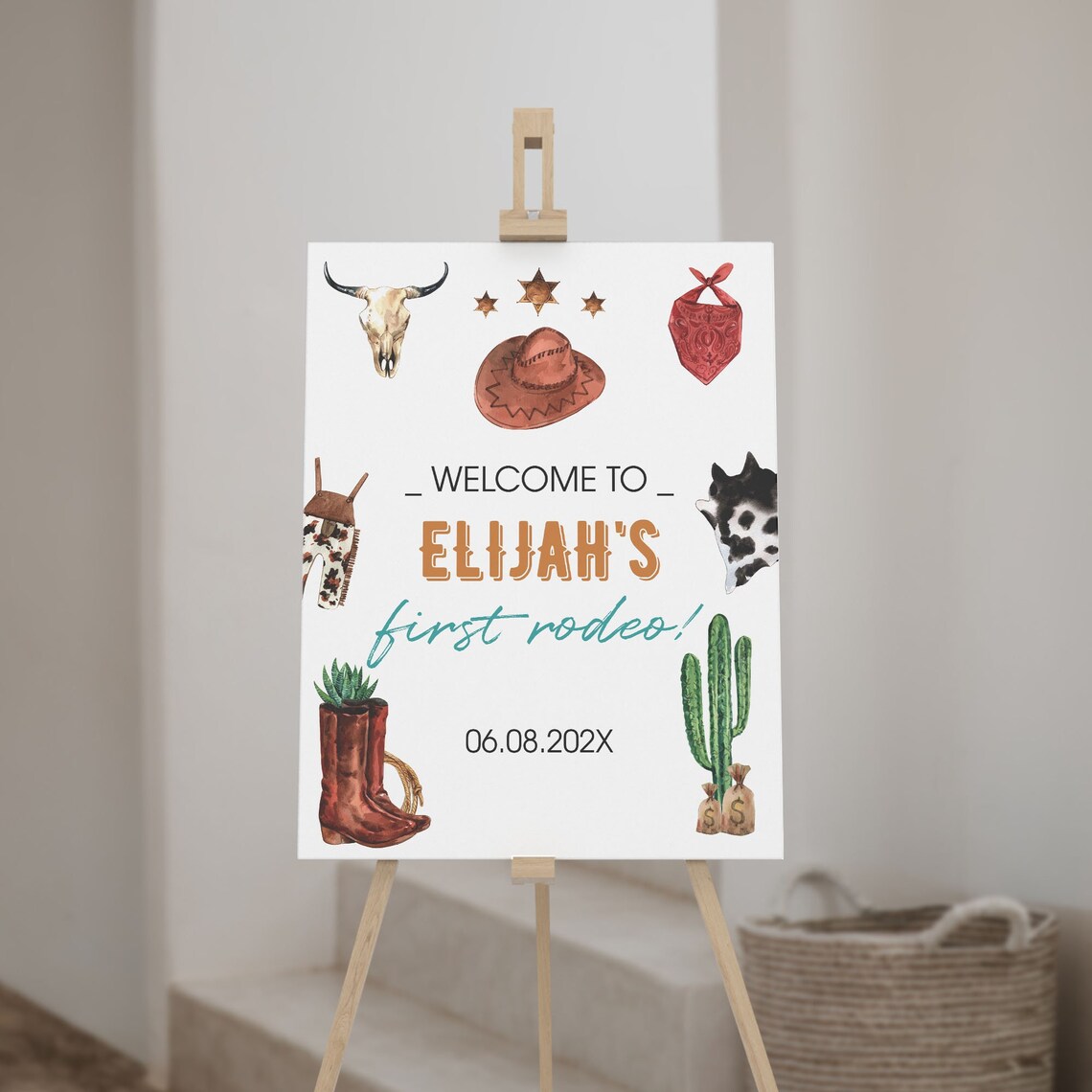 EDITABLE First Rodeo Birthday Welcome Sign Cowboy 1st | Etsy