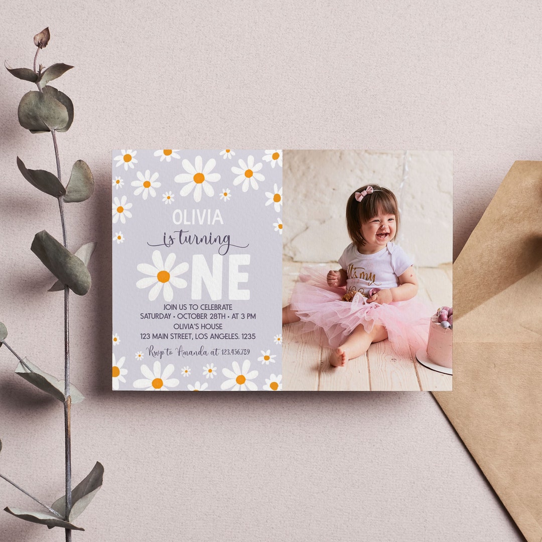 Editable Daisy First Birthday Invitation Boho Daisy Birthday - Etsy