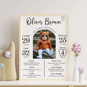 EDITABLE First Birthday Milestone Sign, Modern 1st Birthday Milestone ...