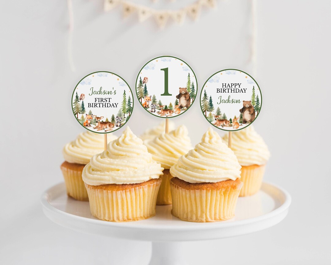 Editable Wild One Cupcake Toppers, Woodland Birthday Party Decorations ...