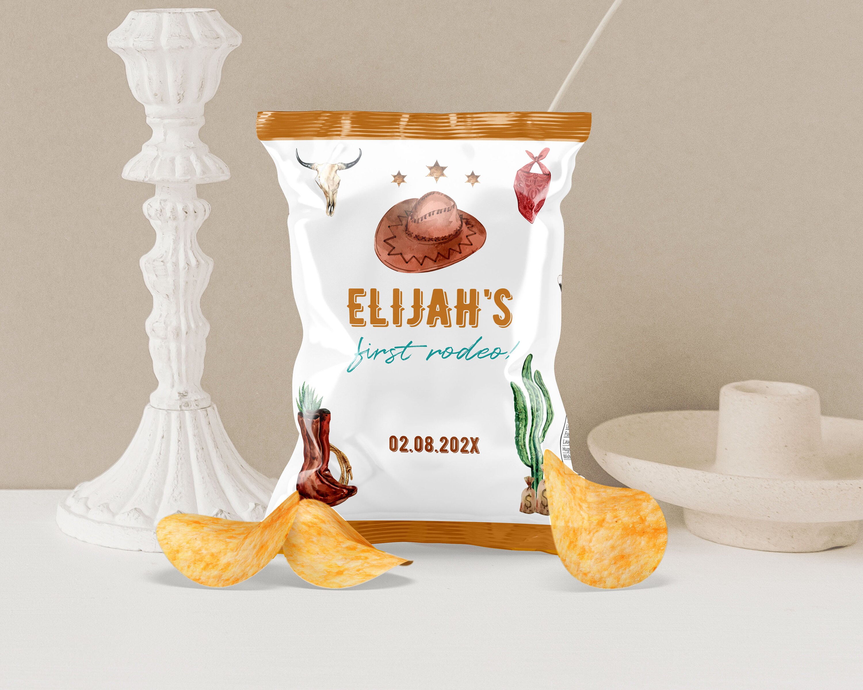 EDITABLE My First Rodeo Birthday Chip Bags, Cowboy First Birthday Snack ...