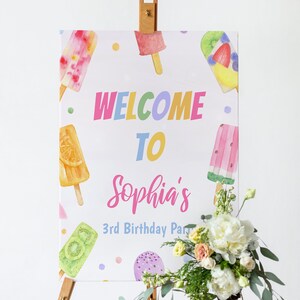 EDITABLE Popsicle Birthday Party Welcome Sign, Popsicle Birthday Sign ...