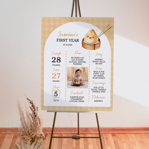 EDITABLE Dumpling Party First Birthday Milestone Board, Kids Birthday ...