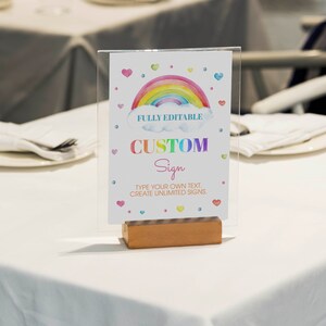 EDITABLE Rainbow Birthday Party Sign, Watercolor Rainbow Birthday ...