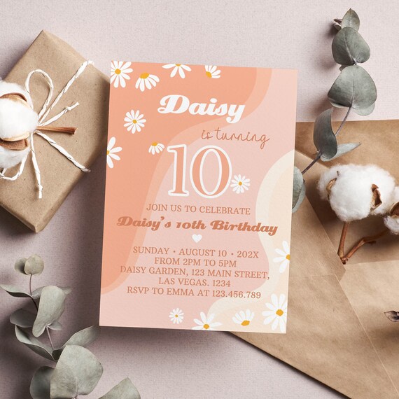 Editable Daisy Birthday Party Invitation Daisy Birthday | Etsy