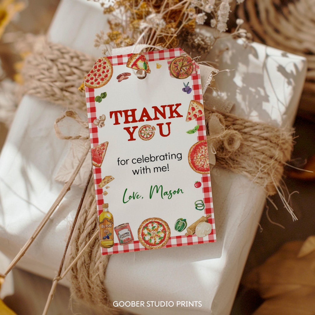 EDITABLE Pizza Birthday Thank You Tags, Pizza Birthday Favor Tags ...