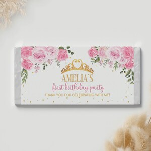 EDITABLE Princess Birthday Party Chocolate Wrapper, Royal 1st Birthday ...