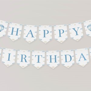 Editable Teddy Bear Birthday Banner, Hot Air Balloon Happy Birthday ...