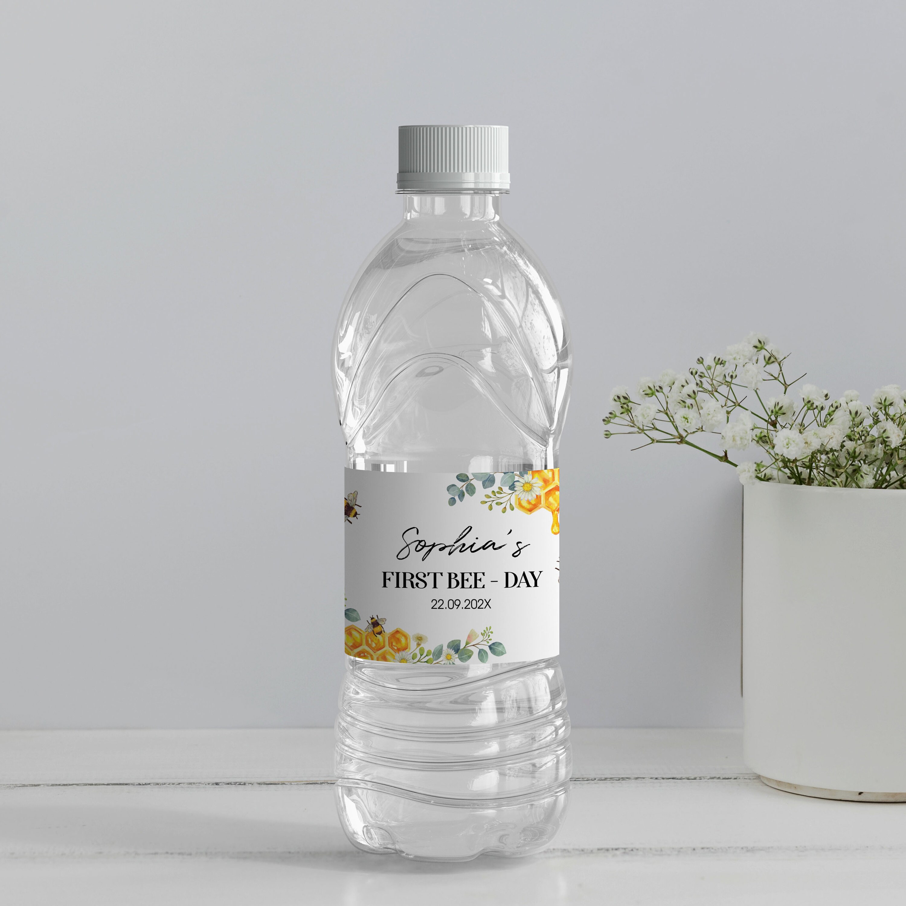 EDITABLE Bee Water Bottle Label First Bee Day Birthday - Etsy