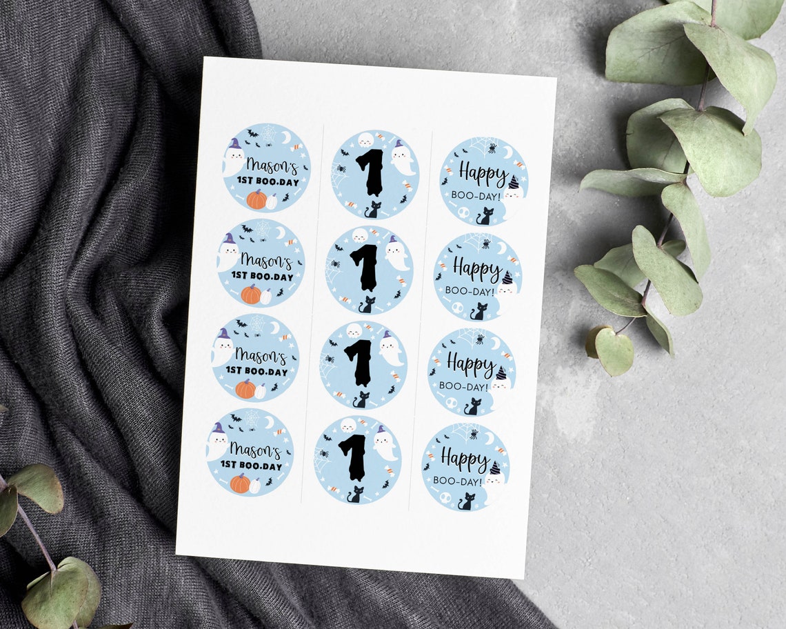 Editable Spooky One Birthday Cupcake Topper Halloween 1st - Etsy