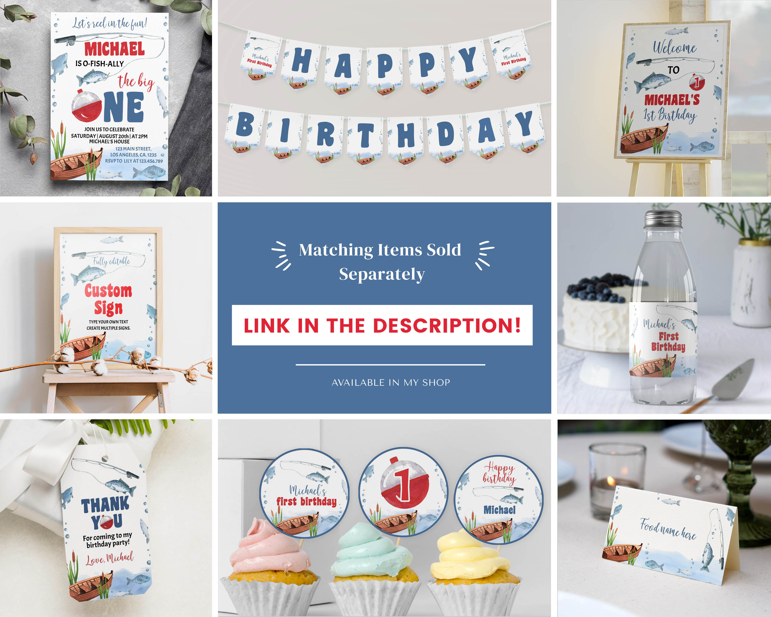 EDITABLE Fishing Milestone Board Big One 1st Birthday - Etsy