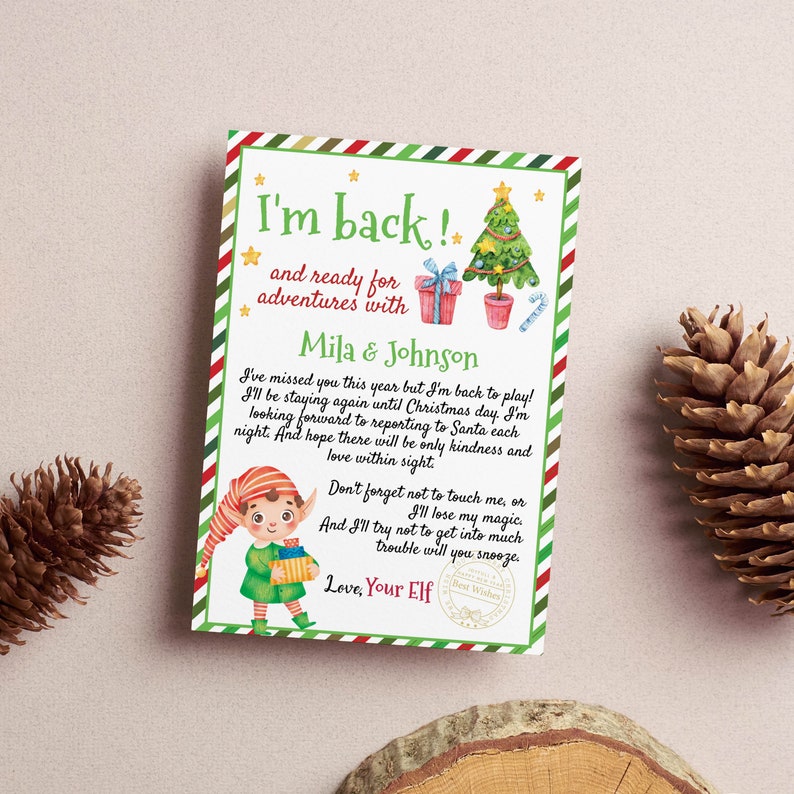 EDITABLE Elf Welcome Back Letter Elf Arrival Letter | Etsy