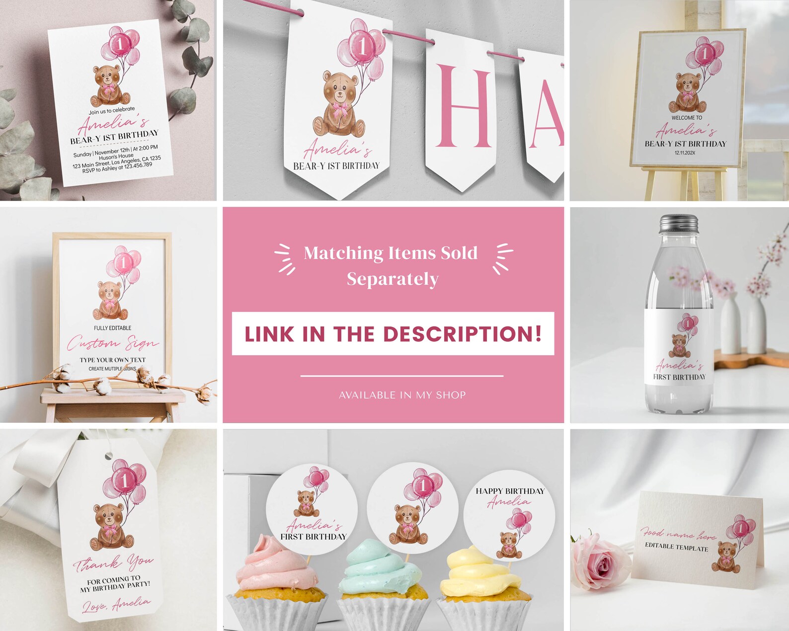 EDITABLE Bear Food Labels Beary First Birthday Food Tent - Etsy