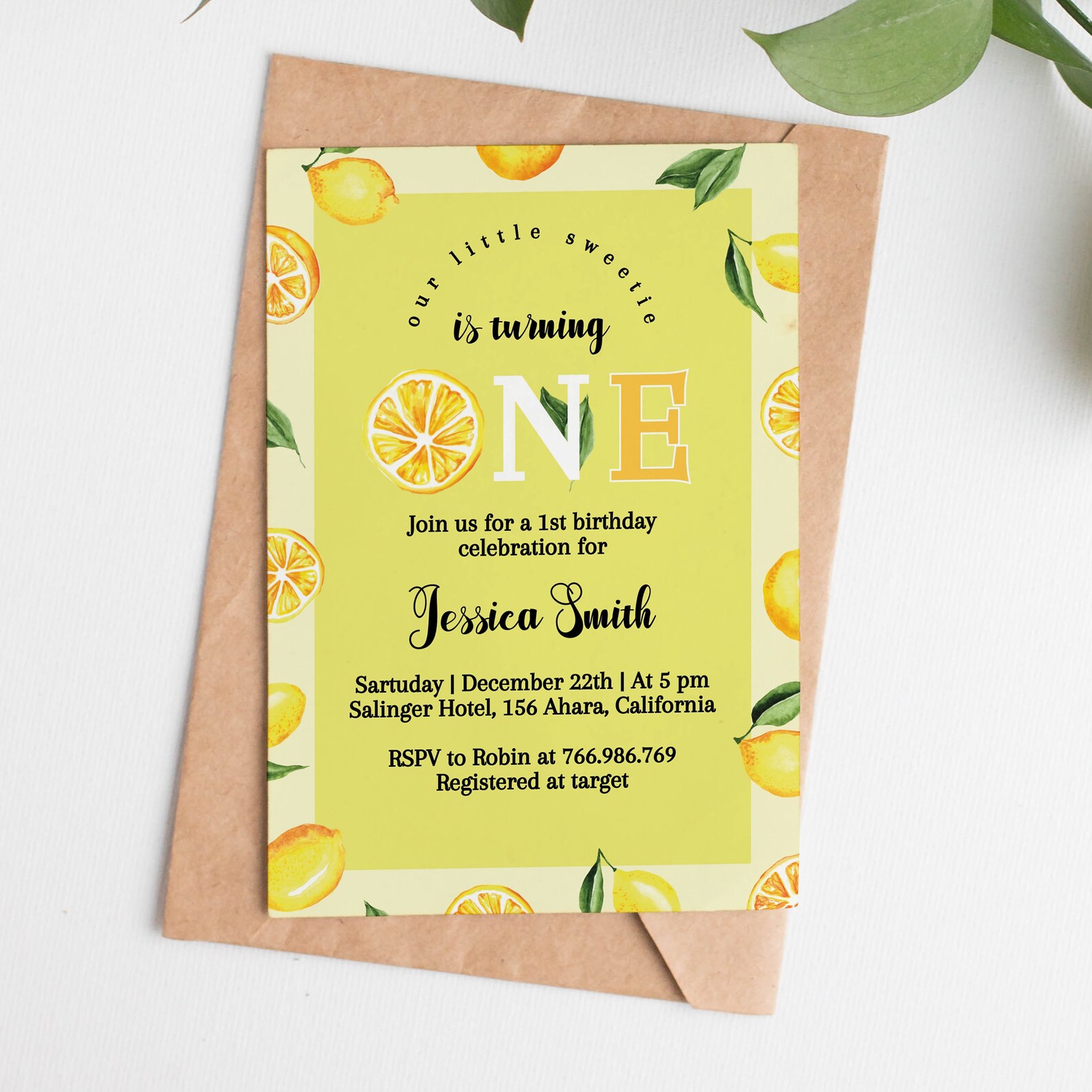 EDITABLE Lemon Birthday Invitation Lemon First Birthday Card - Etsy
