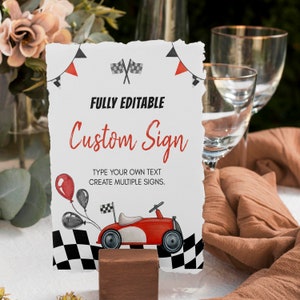 EDITABLE Fast One Birthday Party Sign, Race Car Custom Sign, Racing ...