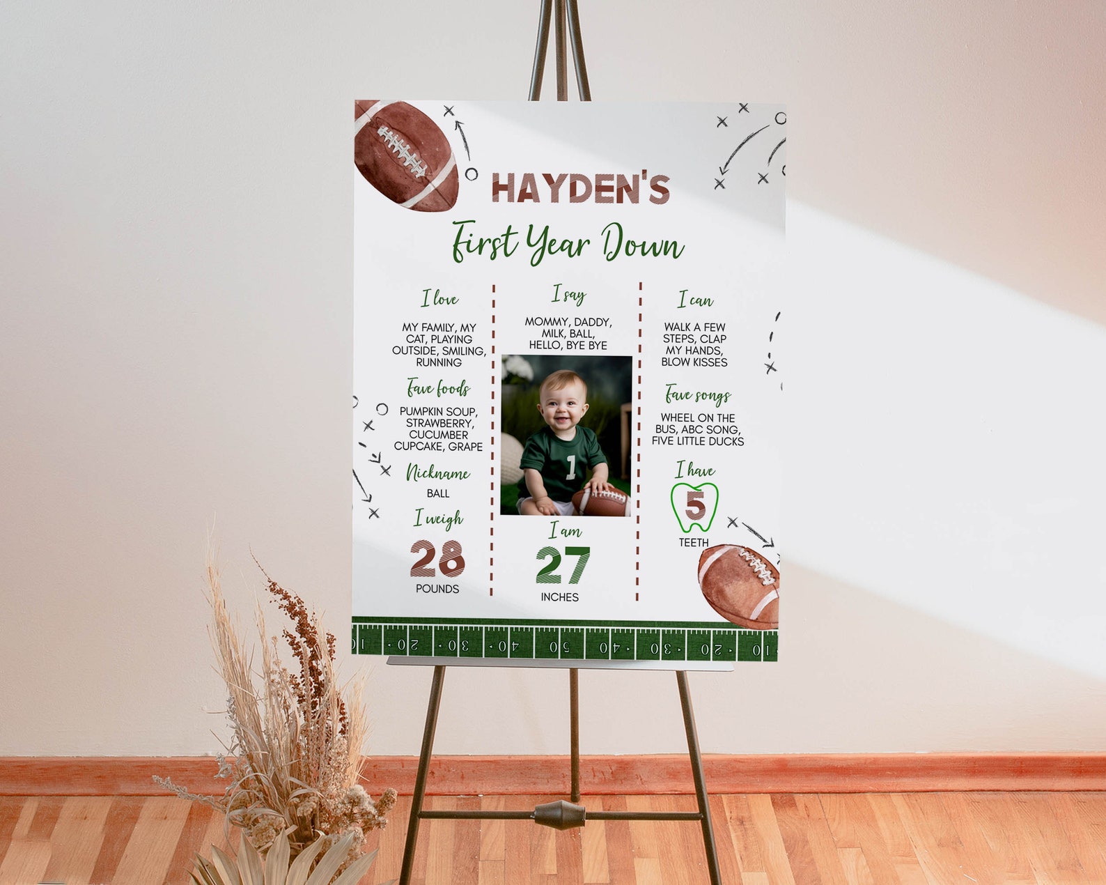 EDITABLE Football Milestone Board, Football 1st Birthday Milestone ...