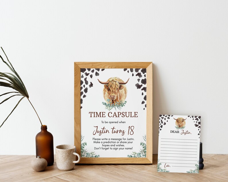 EDITABLE Highland Cow Time Capsule Template Cow 1st Birthday - Etsy