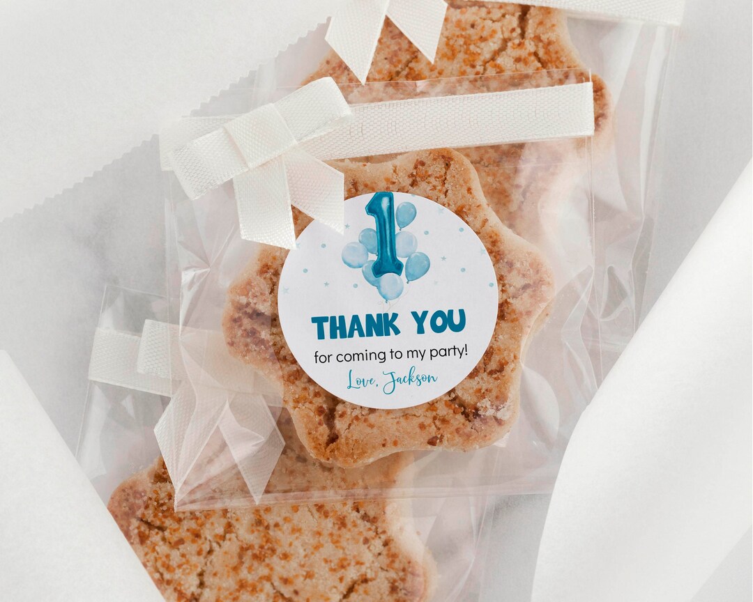 EDITABLE Blue Balloon Birthday Party Thank You Tag, Boy 1st Birthday ...