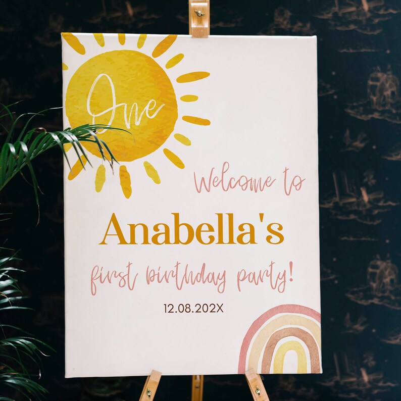 EDITABLE First Trip Around the Sun Welcome Sign Pastel - Etsy