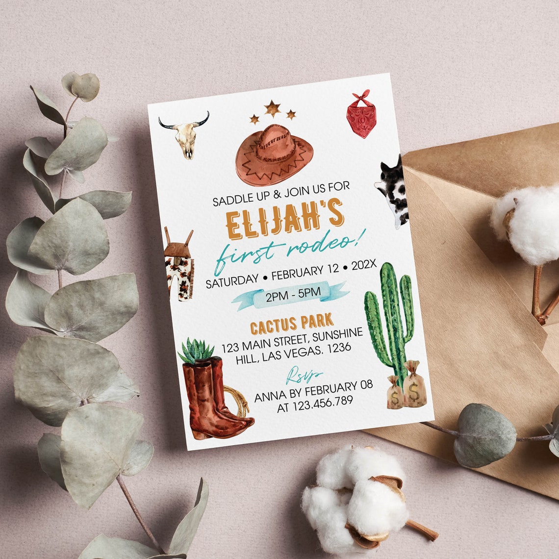 EDITABLE Wild West Birthday Invitation Cowboy 1st Birthday - Etsy