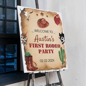 EDITABLE Wild West Birthday Welcome Sign, Cowboy 1st Birthday Sign ...