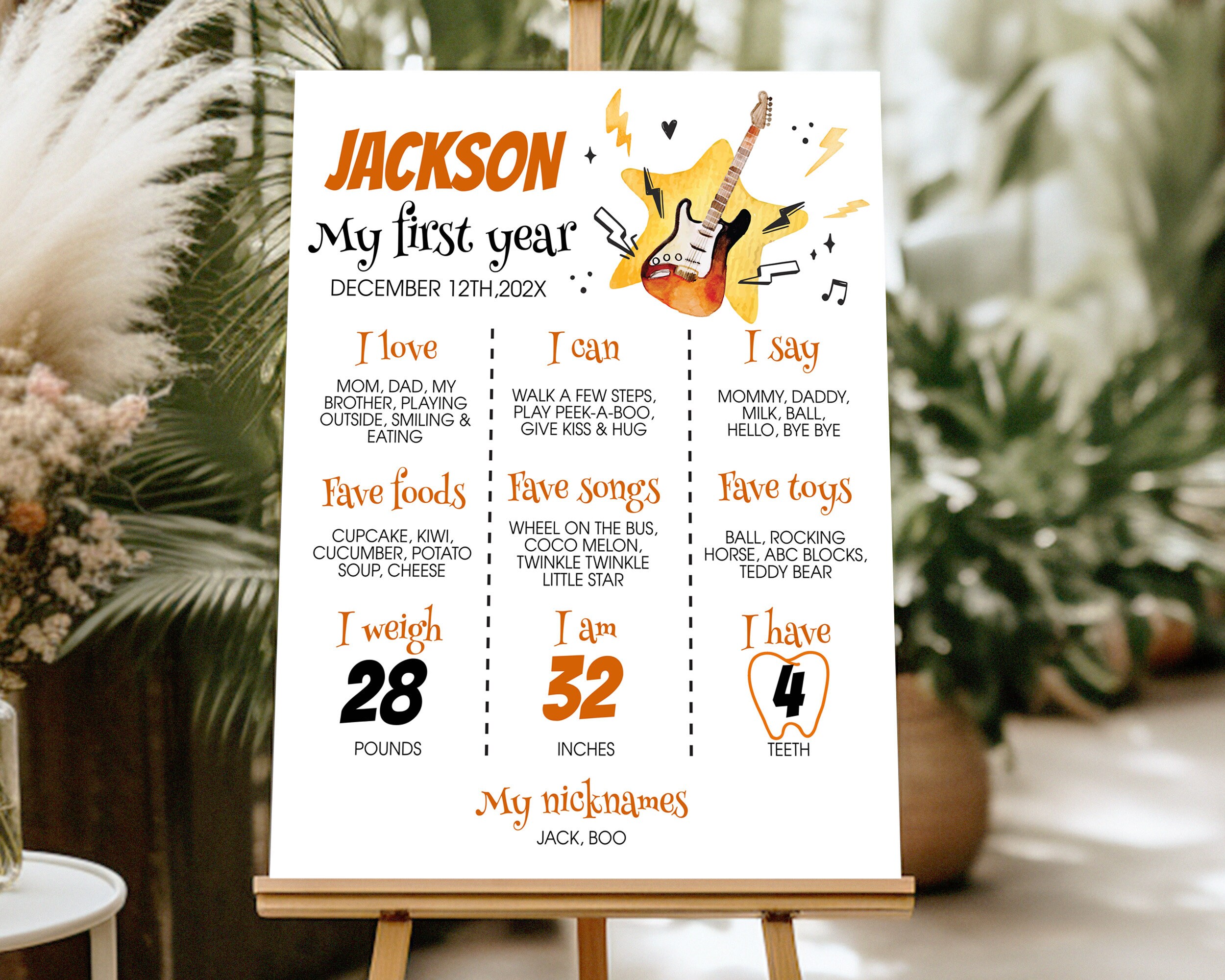 EDITABLE One Rocks Birthday Milestone Poster, Rock and Roll Milestone ...