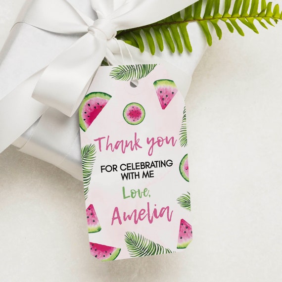 EDITABLE One in A Melon Birthday Favor Tag Watermelon 1st | Etsy