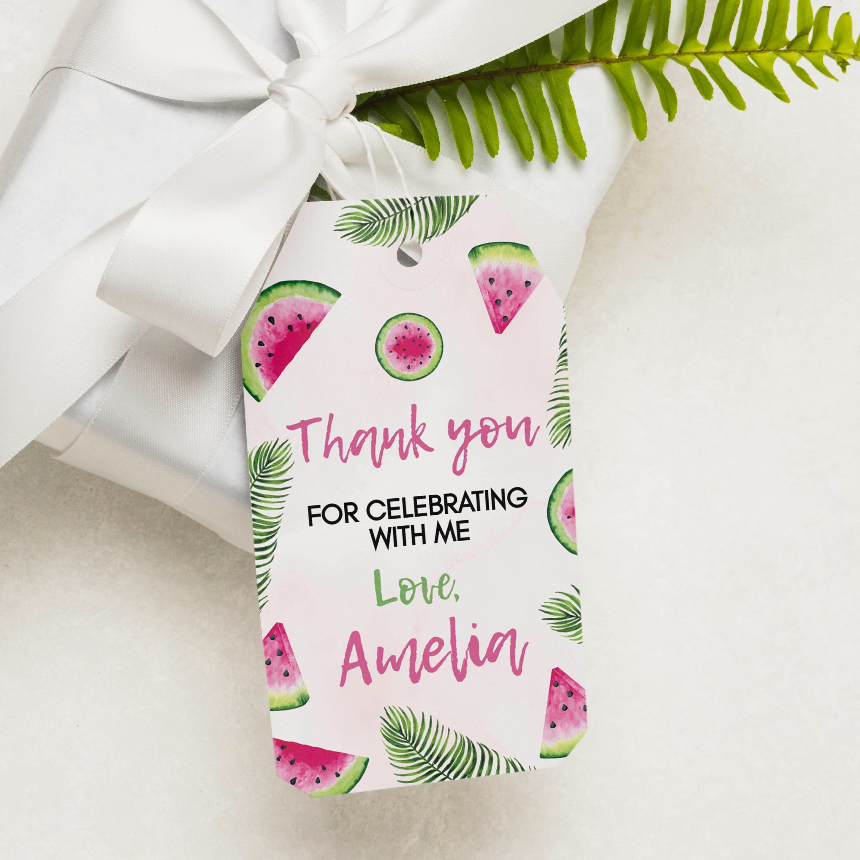 EDITABLE One in A Melon Birthday Favor Tag Watermelon 1st | Etsy