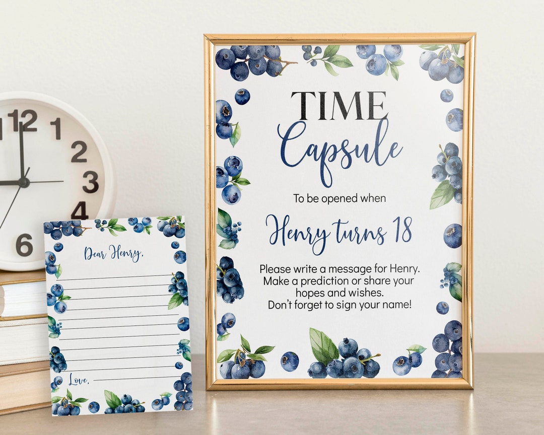 EDITABLE Blueberry Birthday Time Capsule Template, Berry Sweet 1st ...